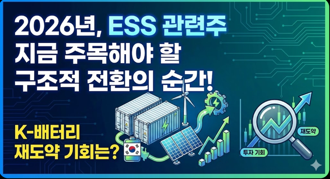 2026년, ESS 관련주 지금 주목해야 할 구조적 전환의 순간! K-배터리 재도약 기회는? | Seoulous